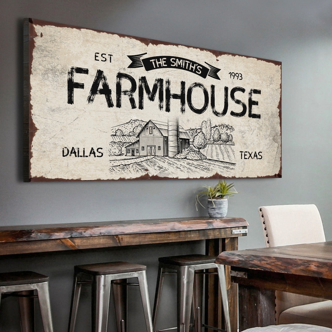 Personalized Farm Sign Modern Farmhouse Wall Decor Custom Family Name ...