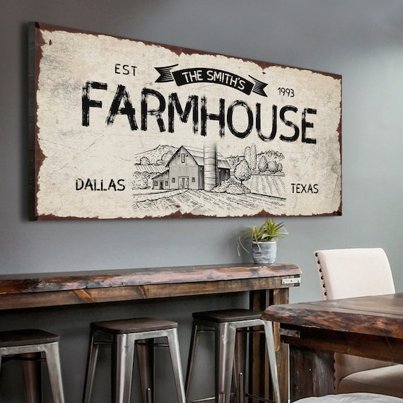 Personalized Farm Sign Modern Farmhouse Wall Decor Custom | Etsy