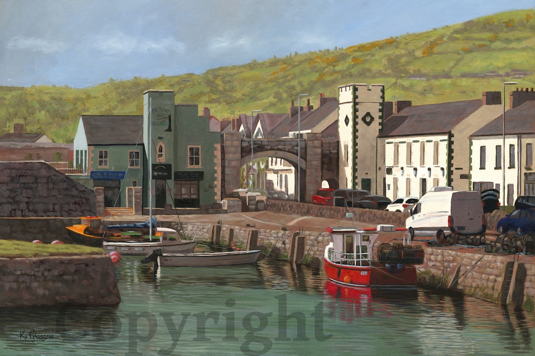 Carnlough Harbour, Northern Ireland Print by Artist Keith Glasgow - Etsy