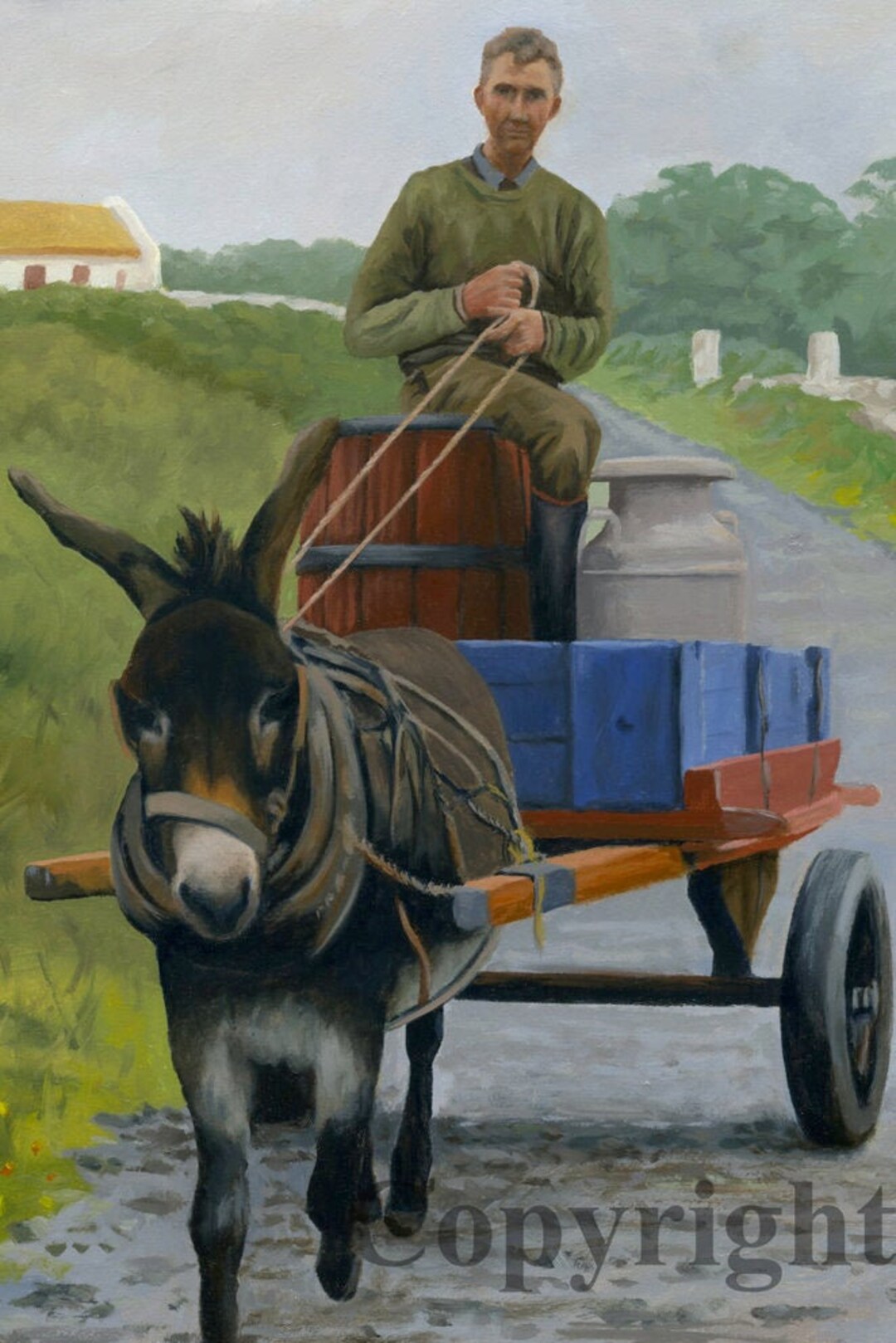 Irish Donkey and Cart Ireland Canvas Wall Art Picture Print Artist ...