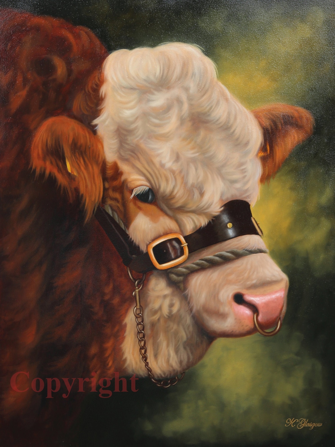 Simmental Bull Farm Cattle Canvas Wall Art Picture Print Artist Keith ...