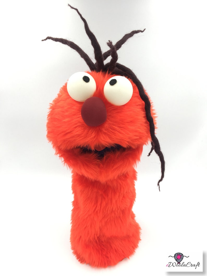 Red Monster hand puppet muppet style with dreads | Etsy