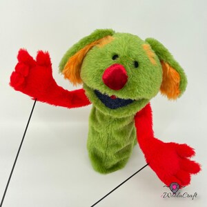 Green Doggy With Red Accent - Hand Puppet - Etsy