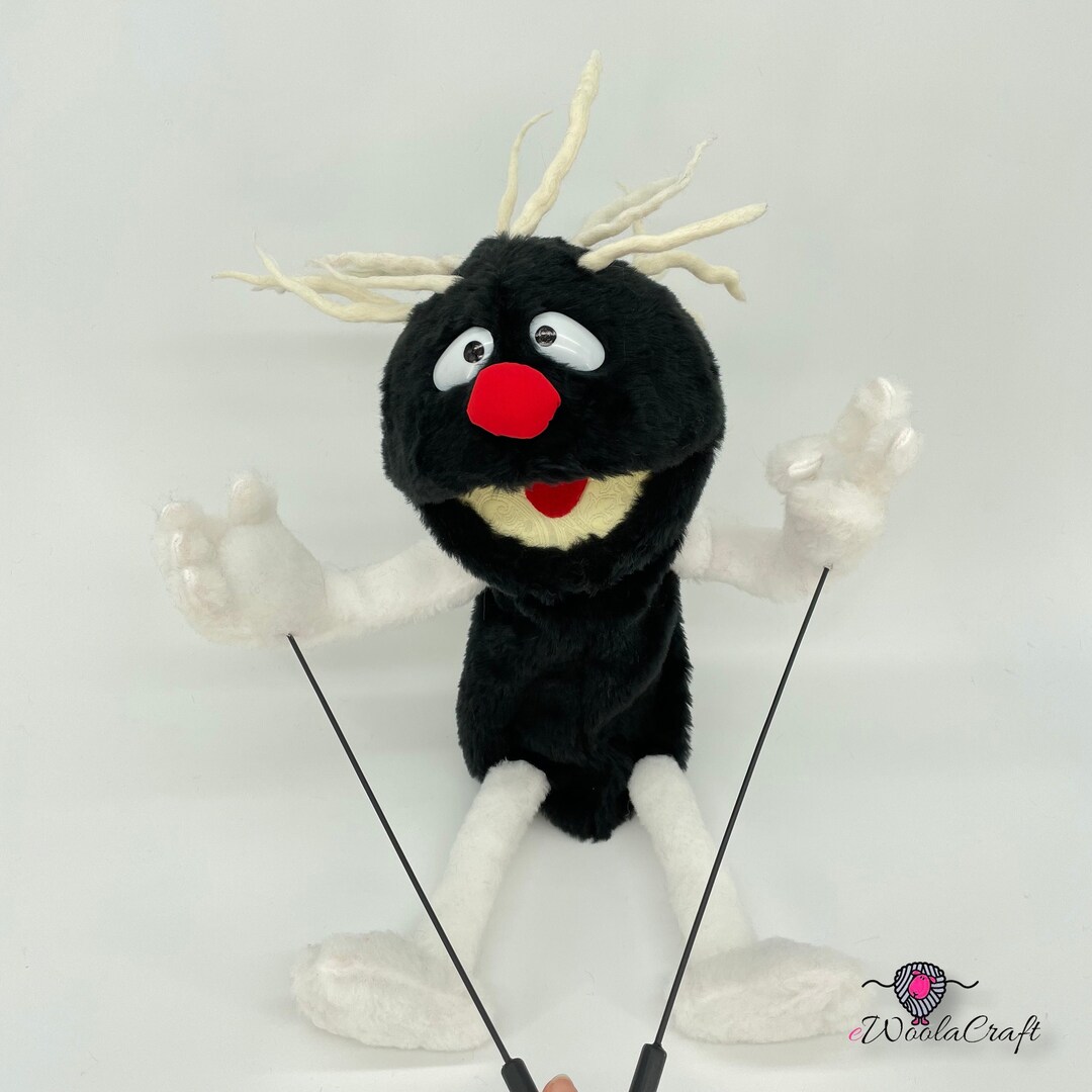 Black Shadow With White Accent - Hand Puppet, Muppet Style - Etsy