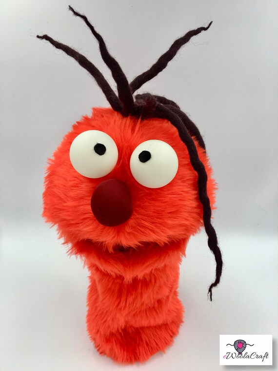 Red Monster Hand Puppet Muppet Style With Dreads | Etsy