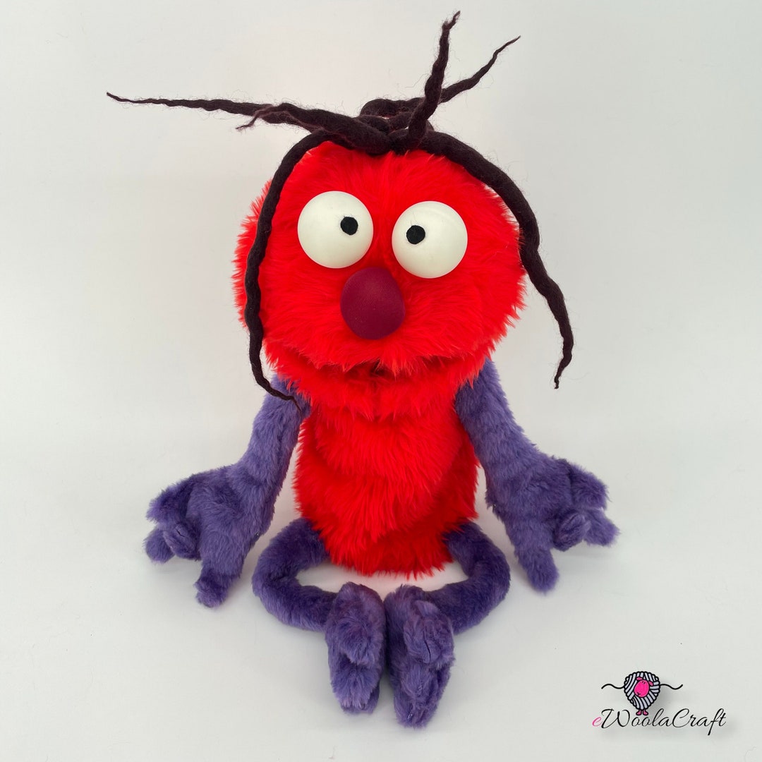 Red Monster With Purple Accent - Hand Puppet, Muppet Style With Dreads ...