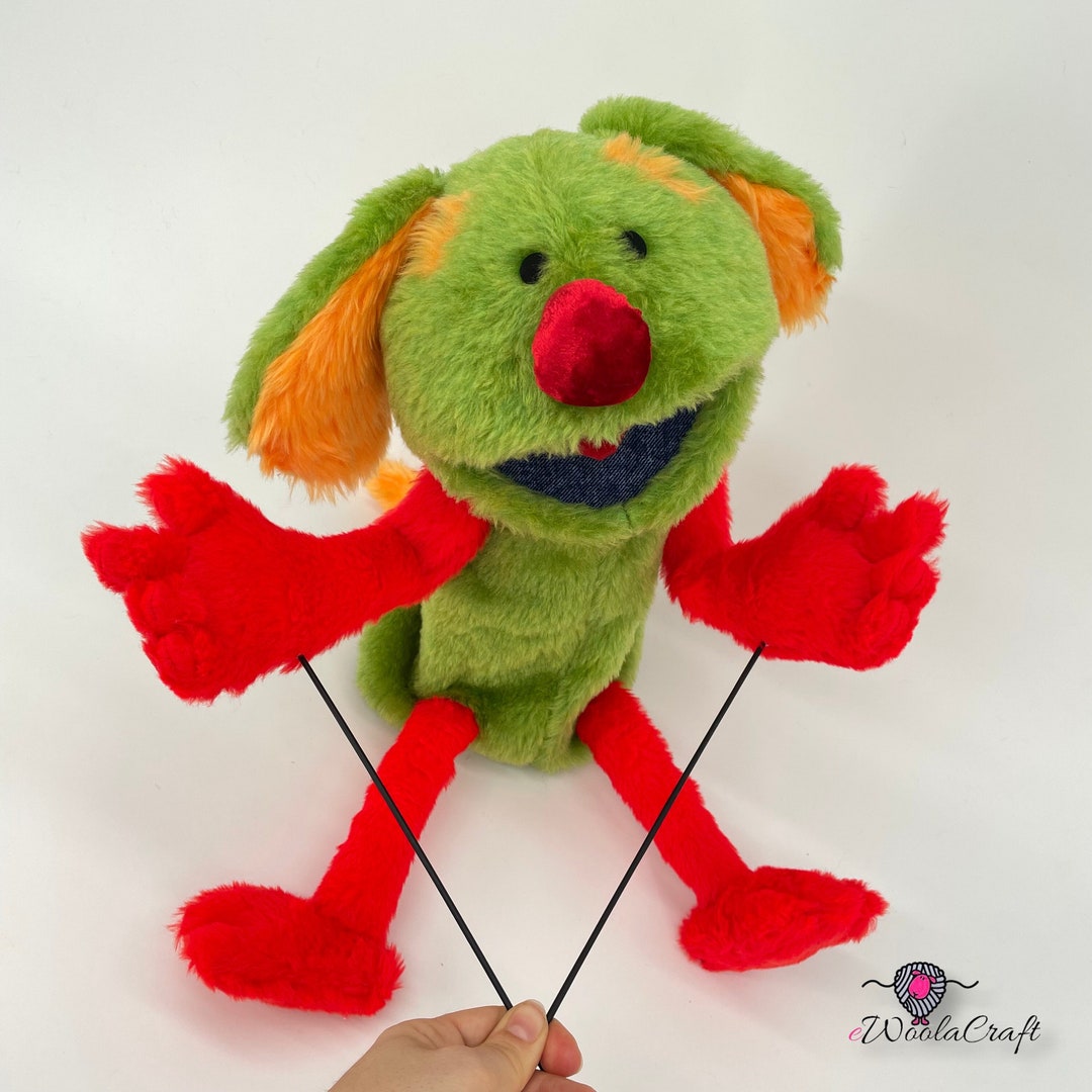 Green Doggy With Red Accent - Hand Puppet - Etsy UK