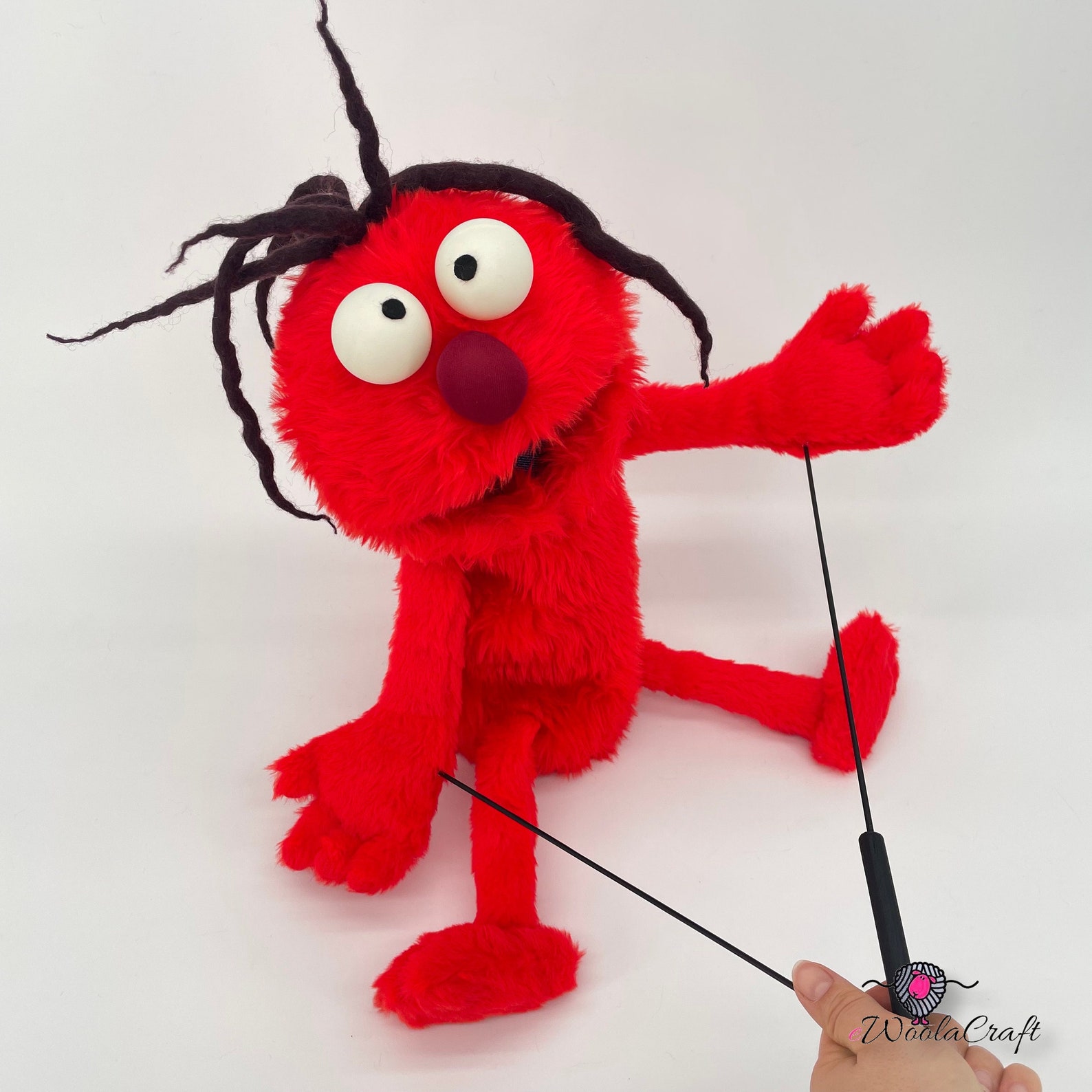 Red Monster Hand Puppet Muppet Style With Dreads - Etsy