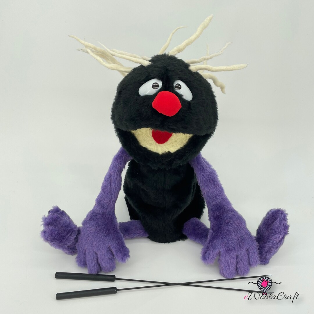 Black Shadow With Purple Accent - Hand Puppet, Muppet Style - Etsy