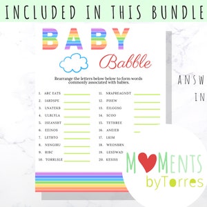 Rainbow Baby Shower Games Download - Etsy