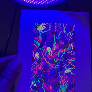 Colorful Fun Art on Thick Art Paper Neon Colors , Black Light Activated ...