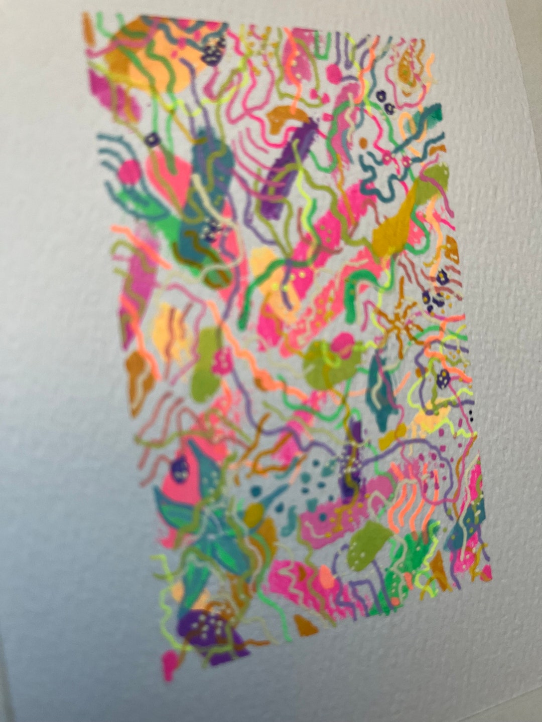 Colorful Fun Art on Thick Art Paper Neon Colors , Black Light Activated ...