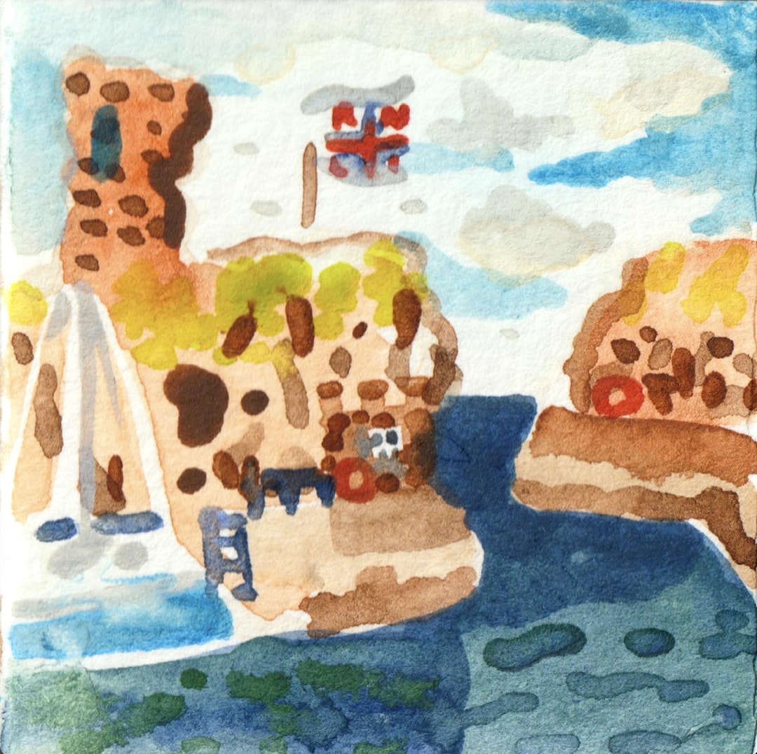 Dunbar Castle and Harbour, Scotland | Watercolour Mini Art Print | (105 ...