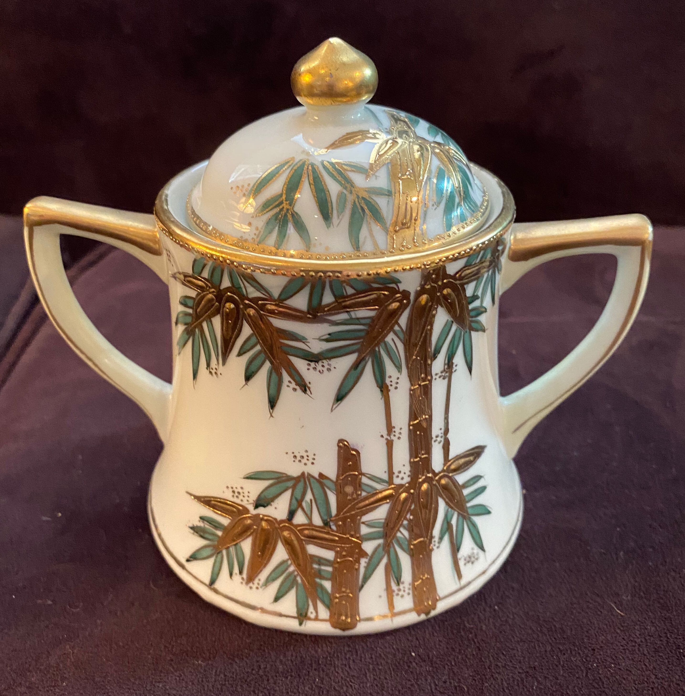 Antique Nippon Tea Set Moriage Gilded Bamboo Design Tea Pot, Sugar ...