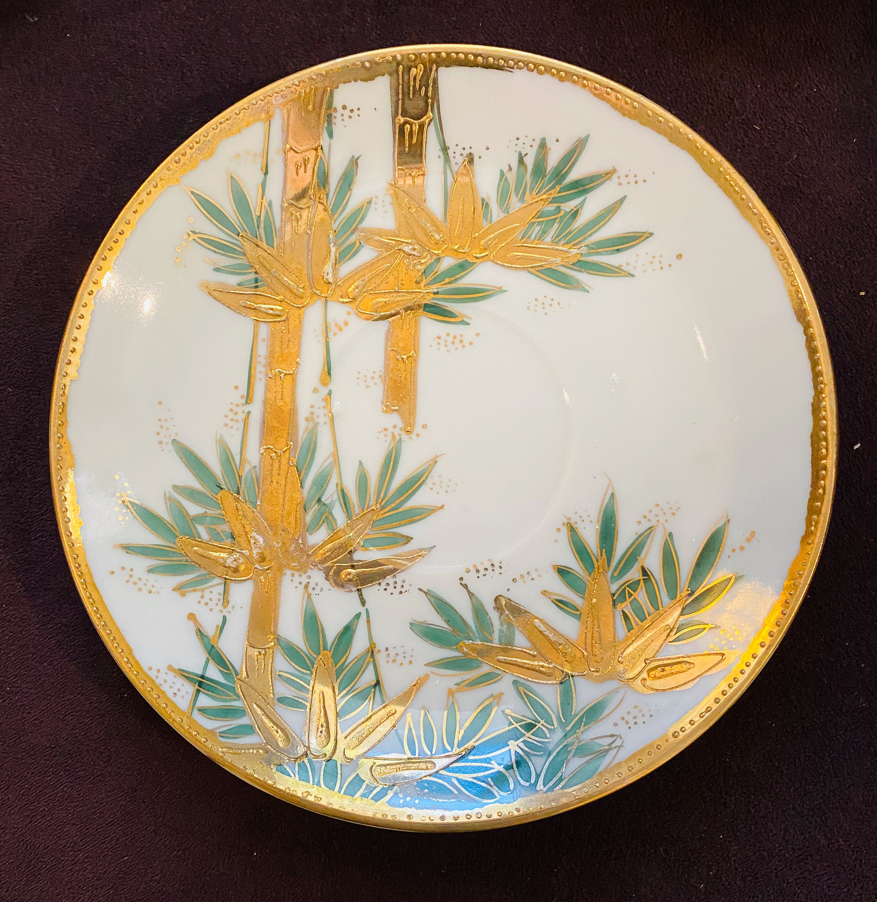 Antique Nippon Tea Set Moriage Gilded Bamboo Design Tea Pot, Sugar ...