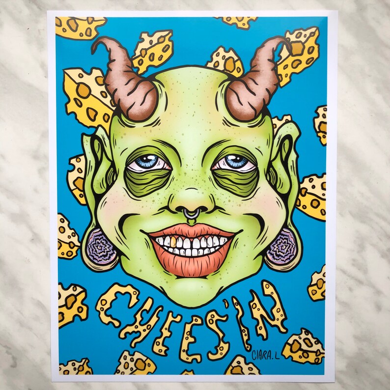 Cheesin Goblin Print - Etsy