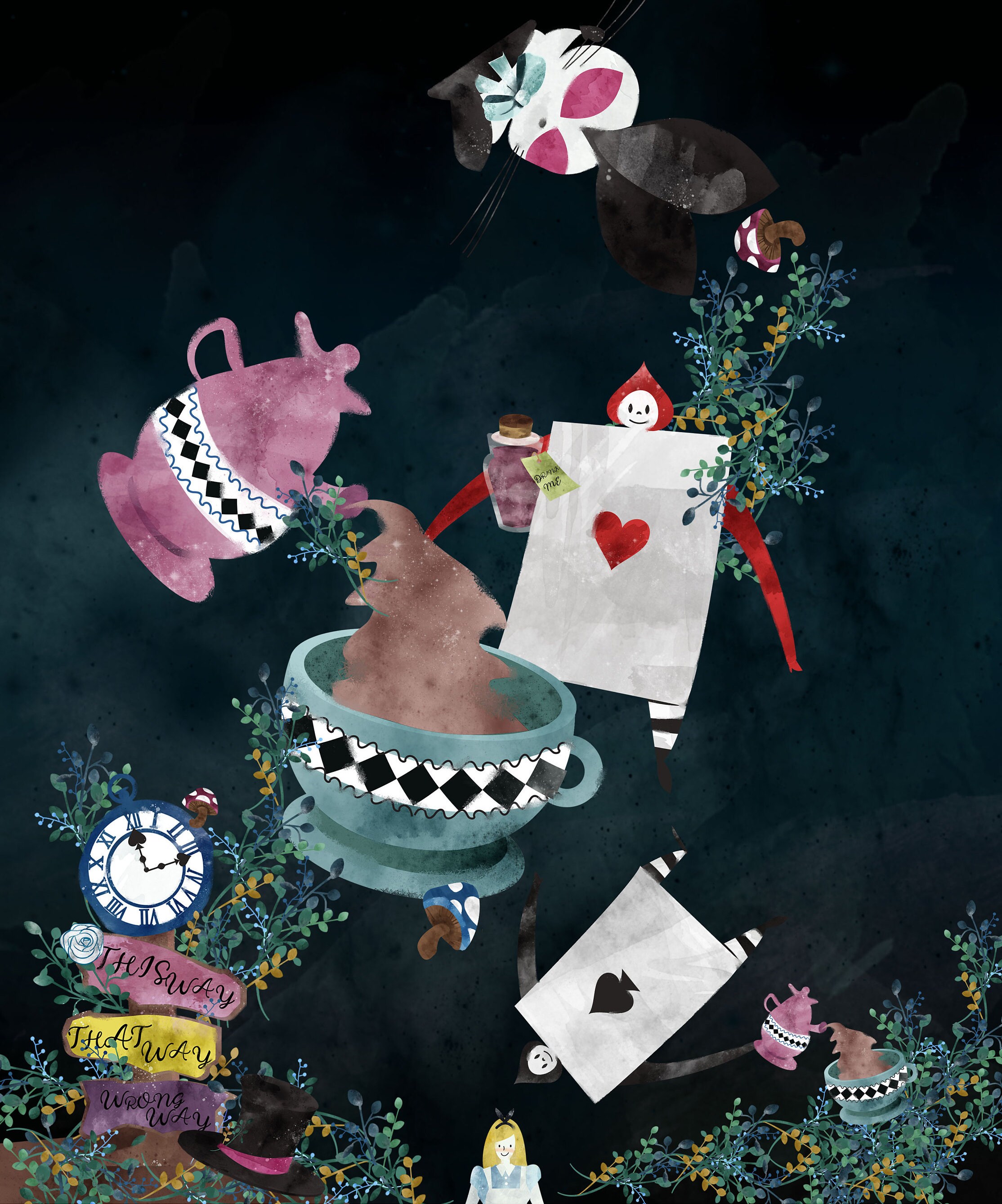 Alice in Wonderland Clipart Alice Clip Art Watercolor Mad Hatter Tea ...