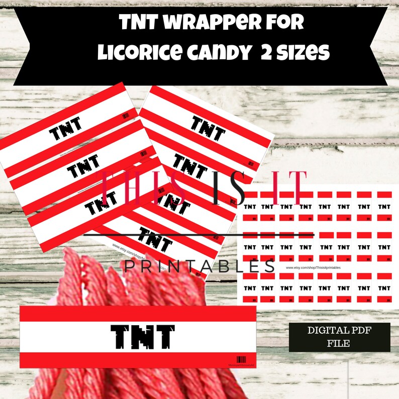 Tnt Licorice Wraps Mini Licorice Candy Template Gamer/video - Etsy