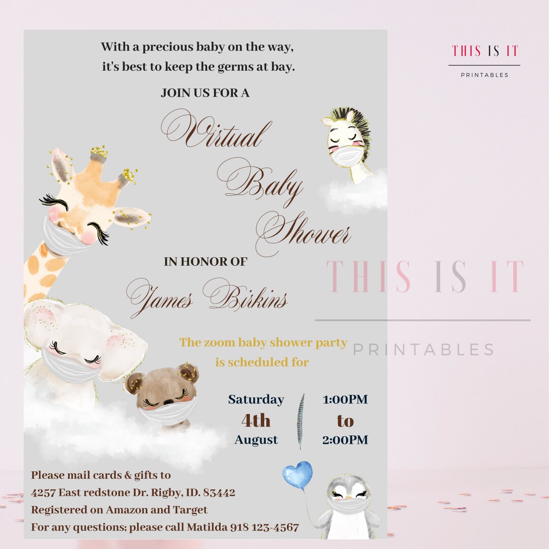 Virtual Baby Shower Invitations Zoom Baby Shower Invitations - Etsy
