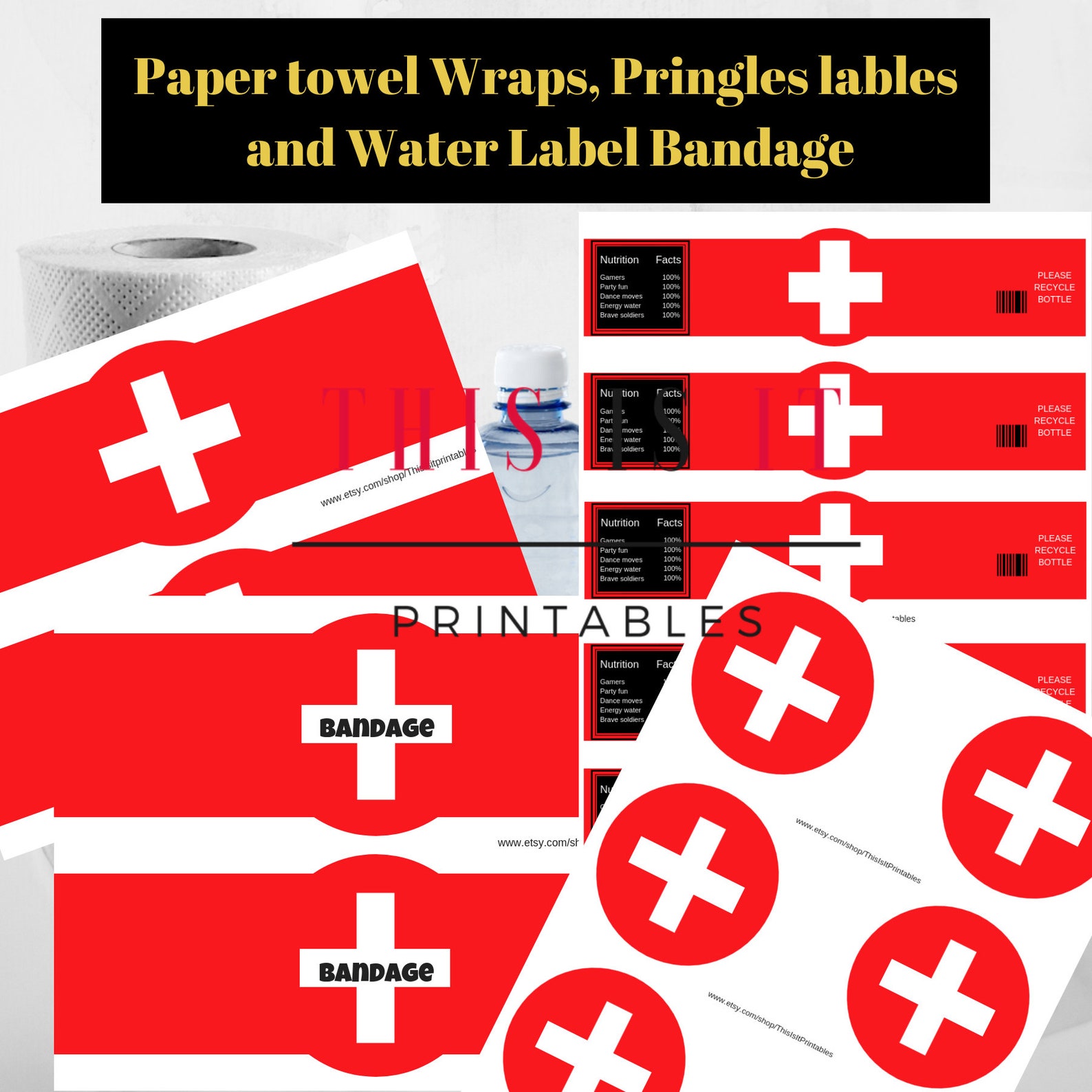 Bandage Wrappers-water Bottle Label-pringles Label printable Kitchen ...
