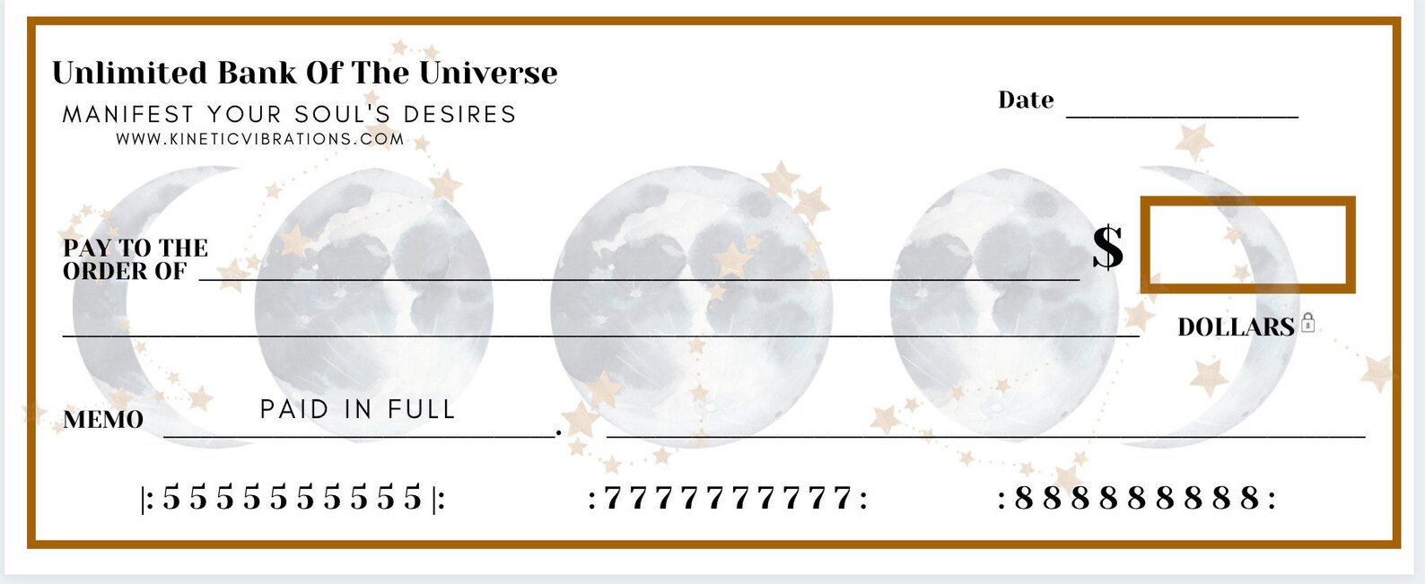 Assegno illimitato della Banca dell'Universo - Etsy Italia