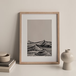 Minimalist Wave Art, Minimal Wave Artwork, Wave Art Print, Beige ...