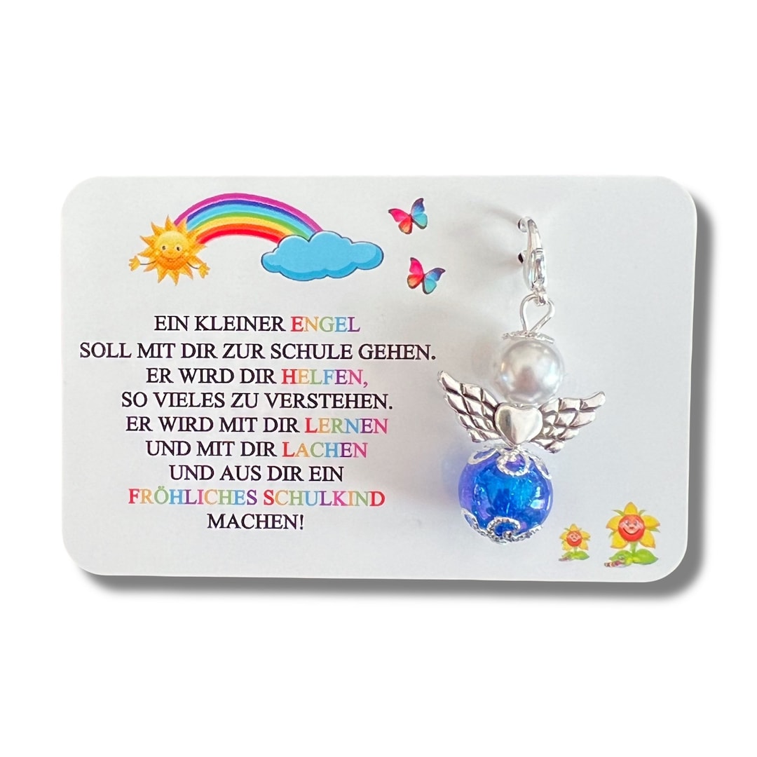Schulkind 2024 Schutzengel Geschenk Ein kleiner Engel soll.. Mutmacher Glücksbringer Einschulung ...