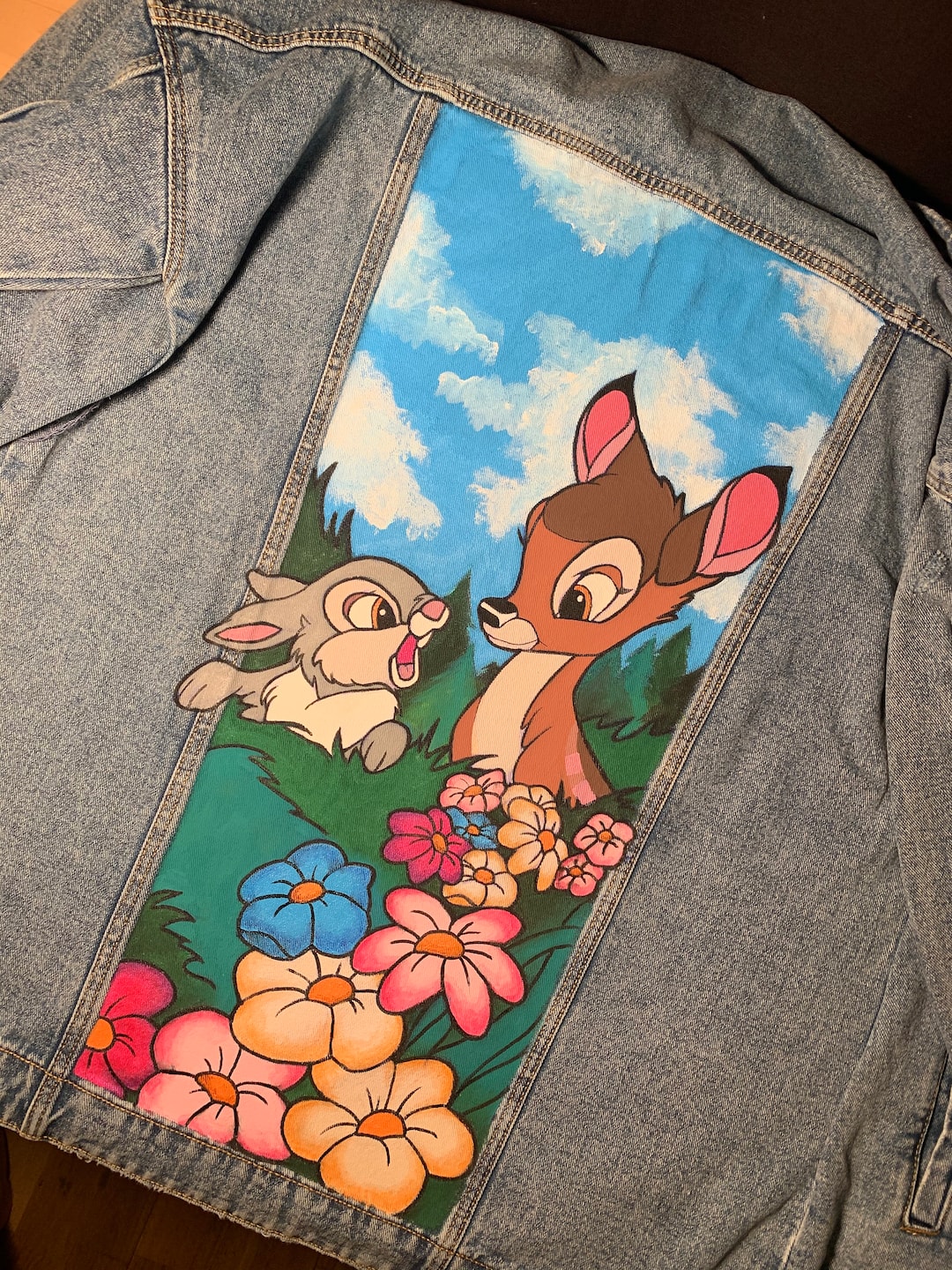 Bambi and Thumper (bambi) Handmade Painted Oversize Vintage Style Denim ...