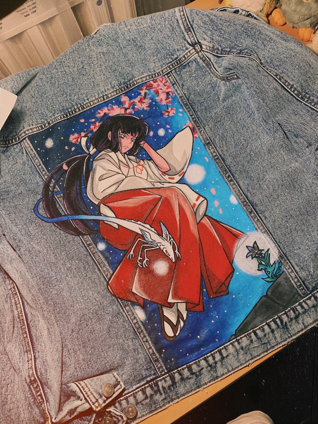 Anime Girl Handmade Painted Oversize Vintage Style Denim Jacket - Etsy