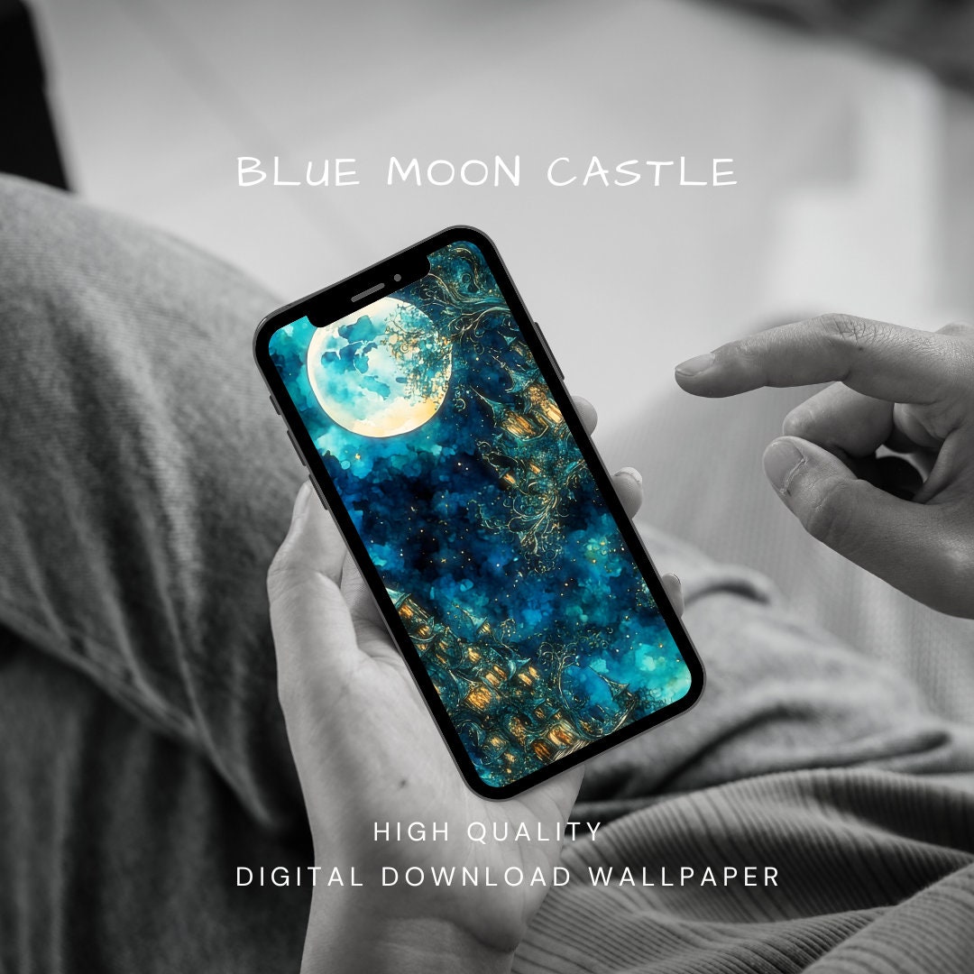 Blue Moon Castle Digital Download Wallpaper for Mobile Phones - Etsy
