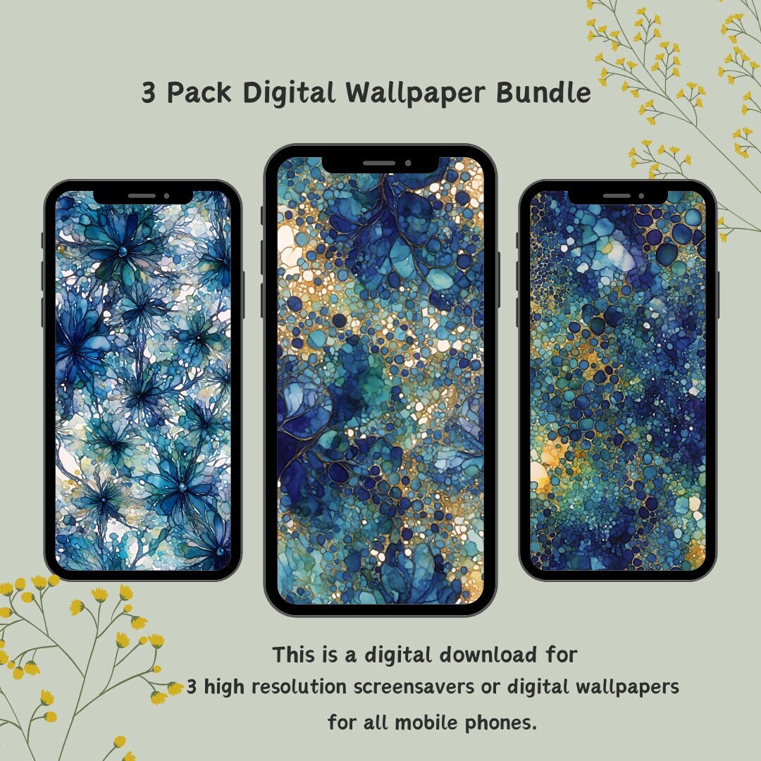 Indigo Blue Abstract Ink Digital Wallpaper Bundle - Etsy
