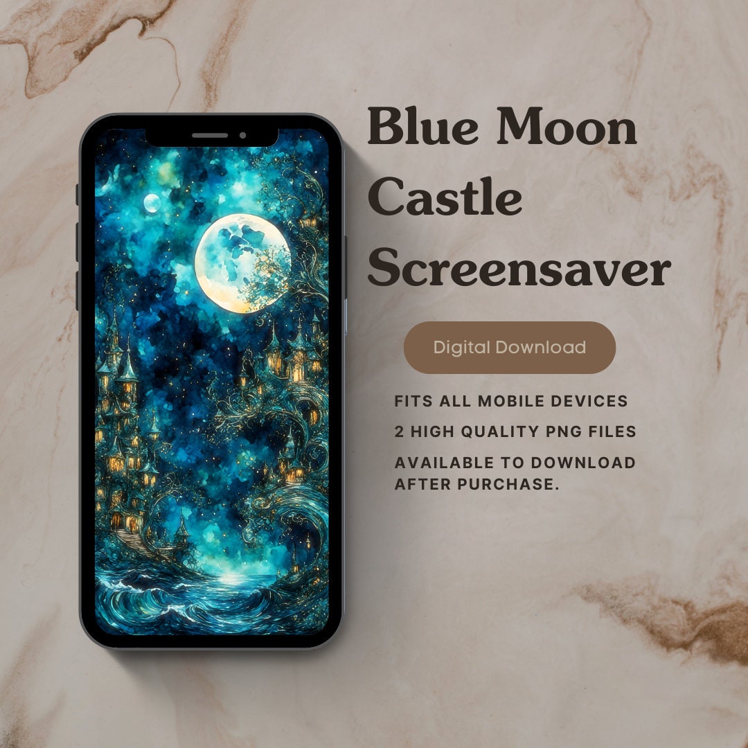 Blue Moon Castle Digital Download Wallpaper for Mobile Phones - Etsy