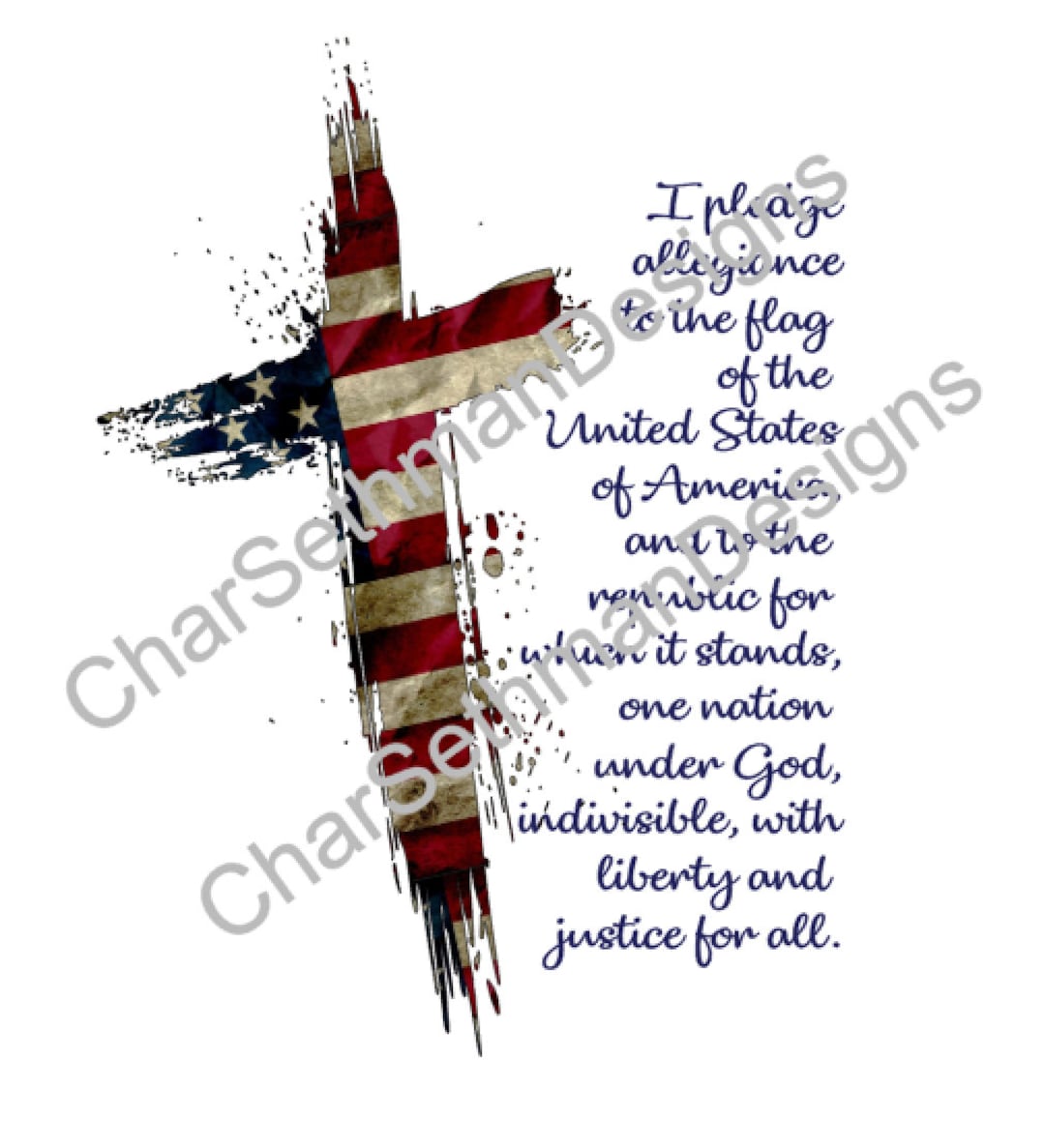 Pledge of Allegiance Cross Sublimation PNG Instant Download - Etsy