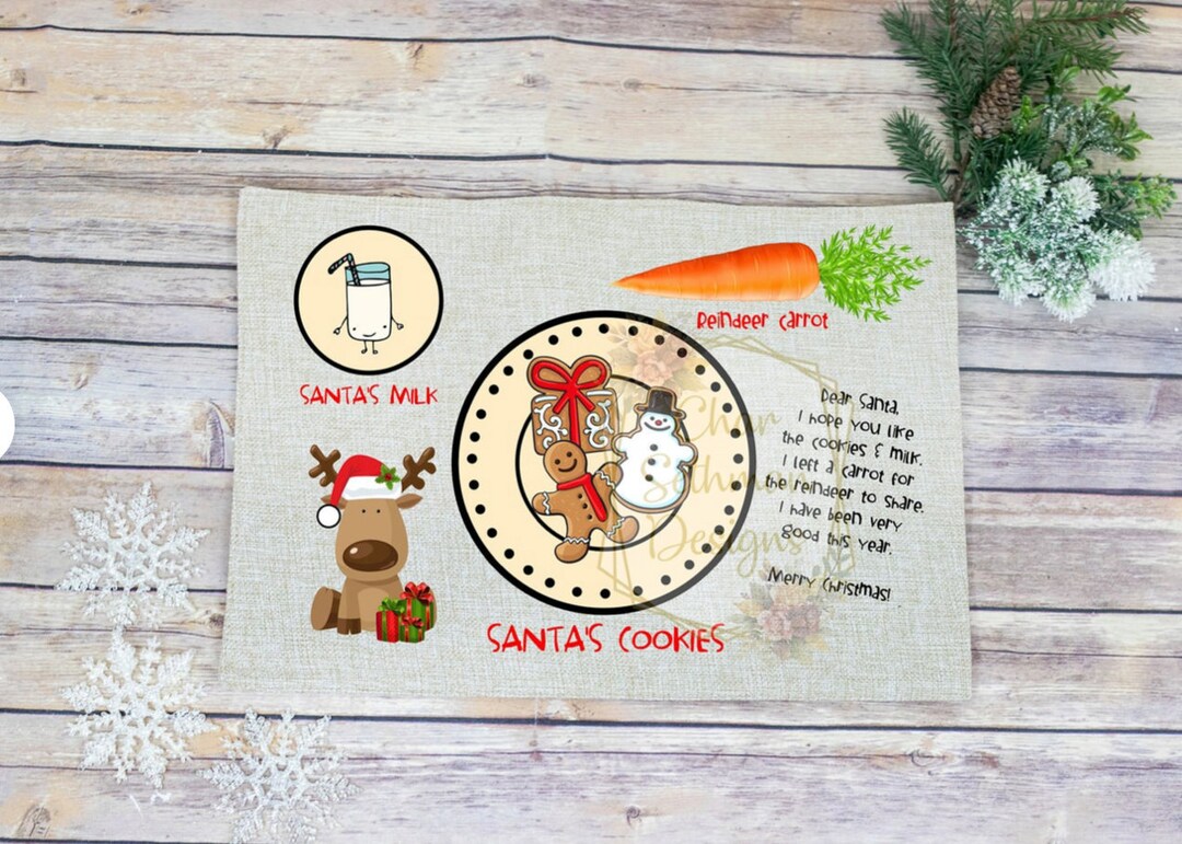 Gingerbread Cookies and Milk Placemat Christmas Eve Santa - Etsy