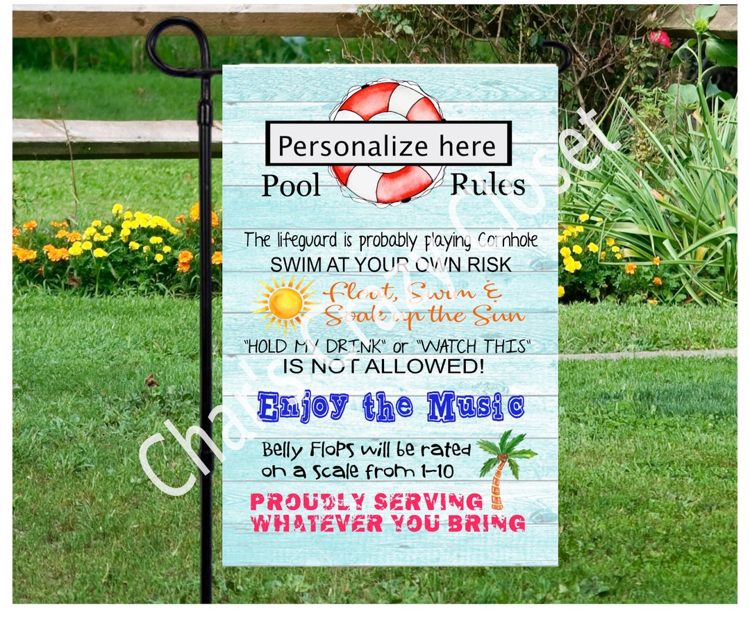 Pool Rules Playing Corn Hole PNG Garden Flag Design, Sublimation ...