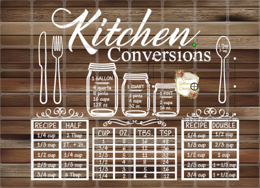 Wooden Mason Jar Kitchen Conversions Chart Design SUBLIMATION PNG, 300 ...
