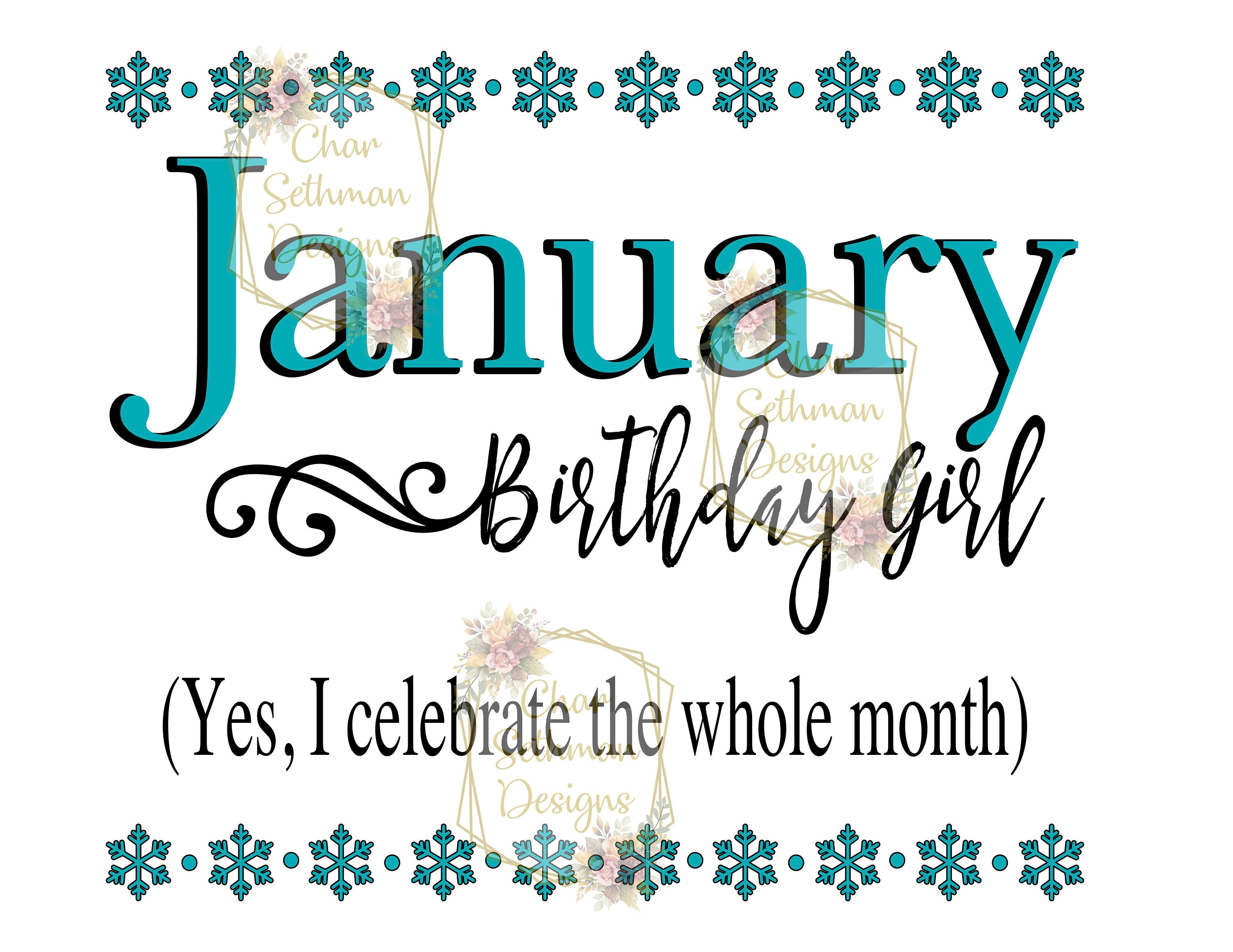 January Birthday Girl Design Sublimation PNG Instant Download - Etsy