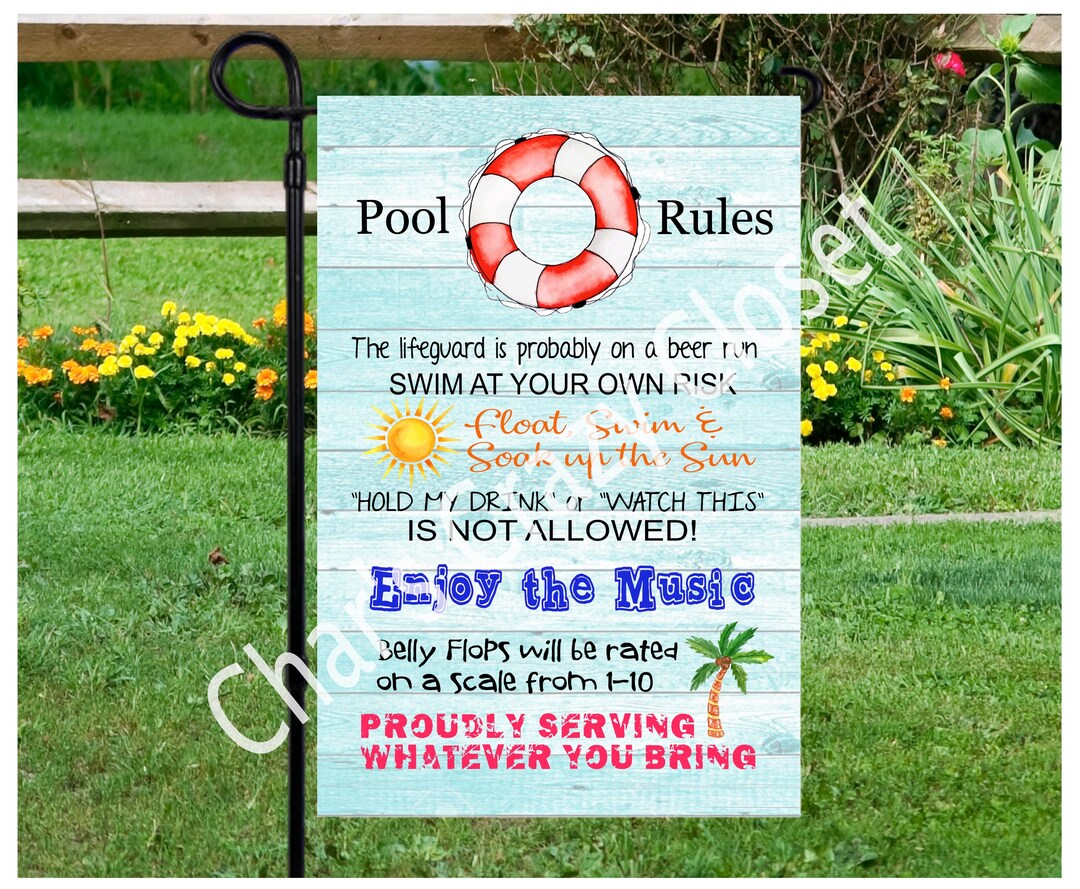 POOL Rules PNG Garden Flag Design, Instant Download, Sublimation ...