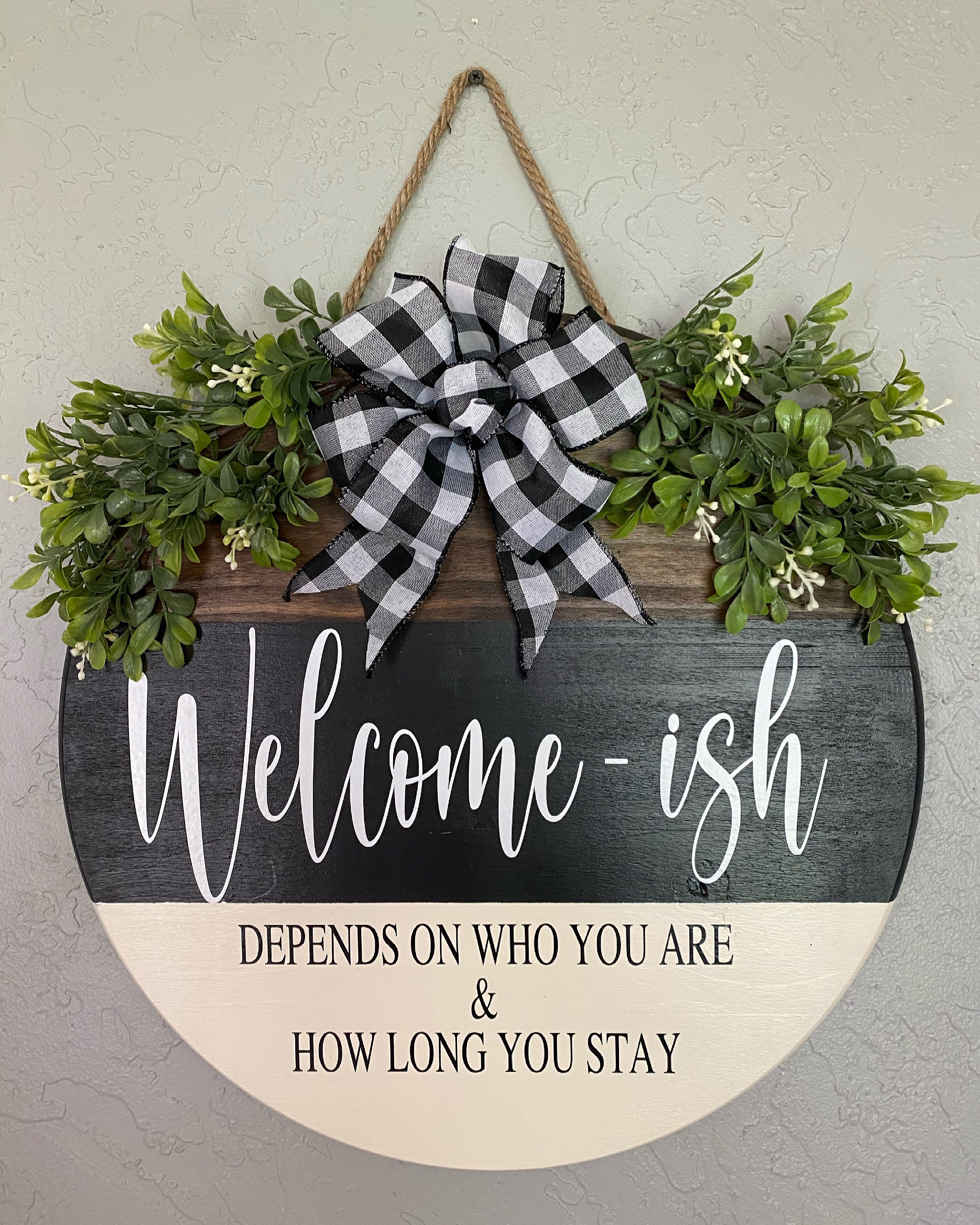 Welcome-ish Door Wall Sign 18 Round FARMHOUSE SIGN | Etsy