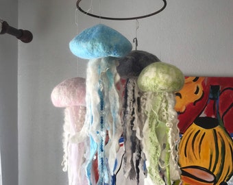 Giant Jellyfish Lamp Wet and Needle Felted Wool Functional Sculpture - Etsy