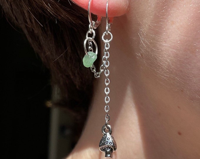 Crystal Chain Earring Set for Double Pierced Ears, Crystal Chain Dangle ...