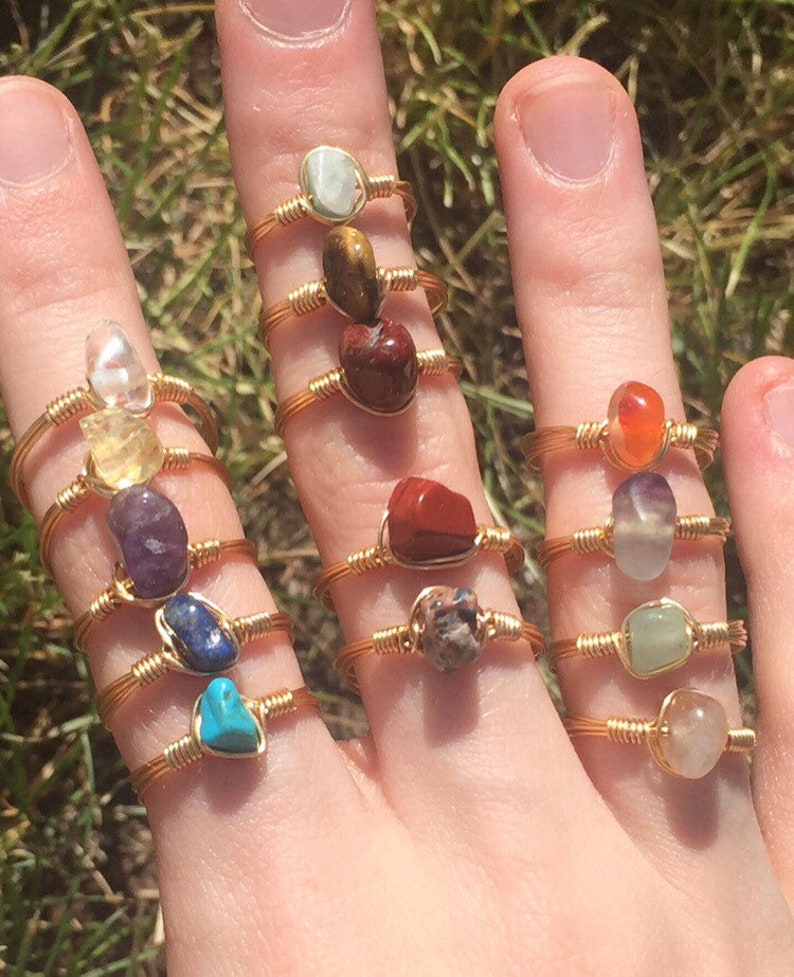 Crystal Rings Crystal Wire Rings Wire Wrapped Gemstone - Etsy
