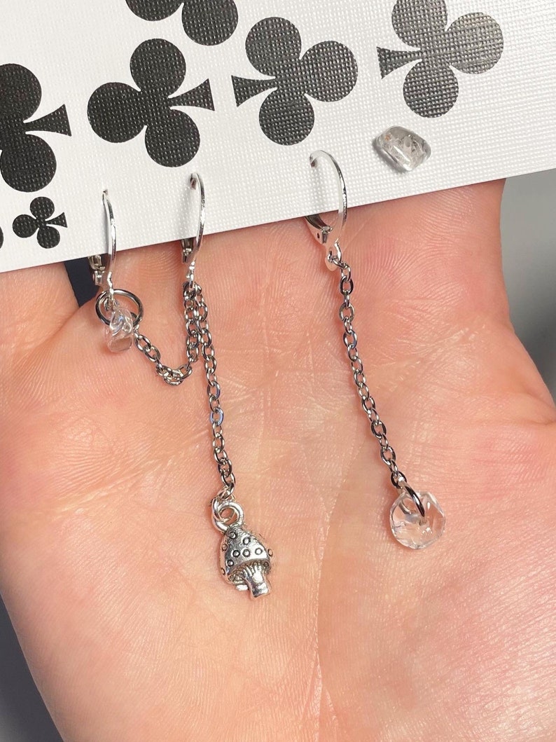 Crystal Chain Earring Set for Double Pierced Ears Crystal - Etsy