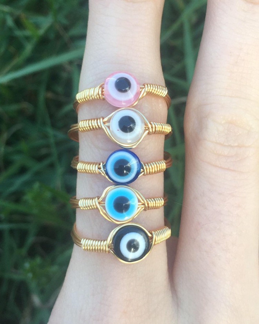Evil Eye Wire Rings, Evil Eye Protection Rings, Spiritual Rings, Evil ...