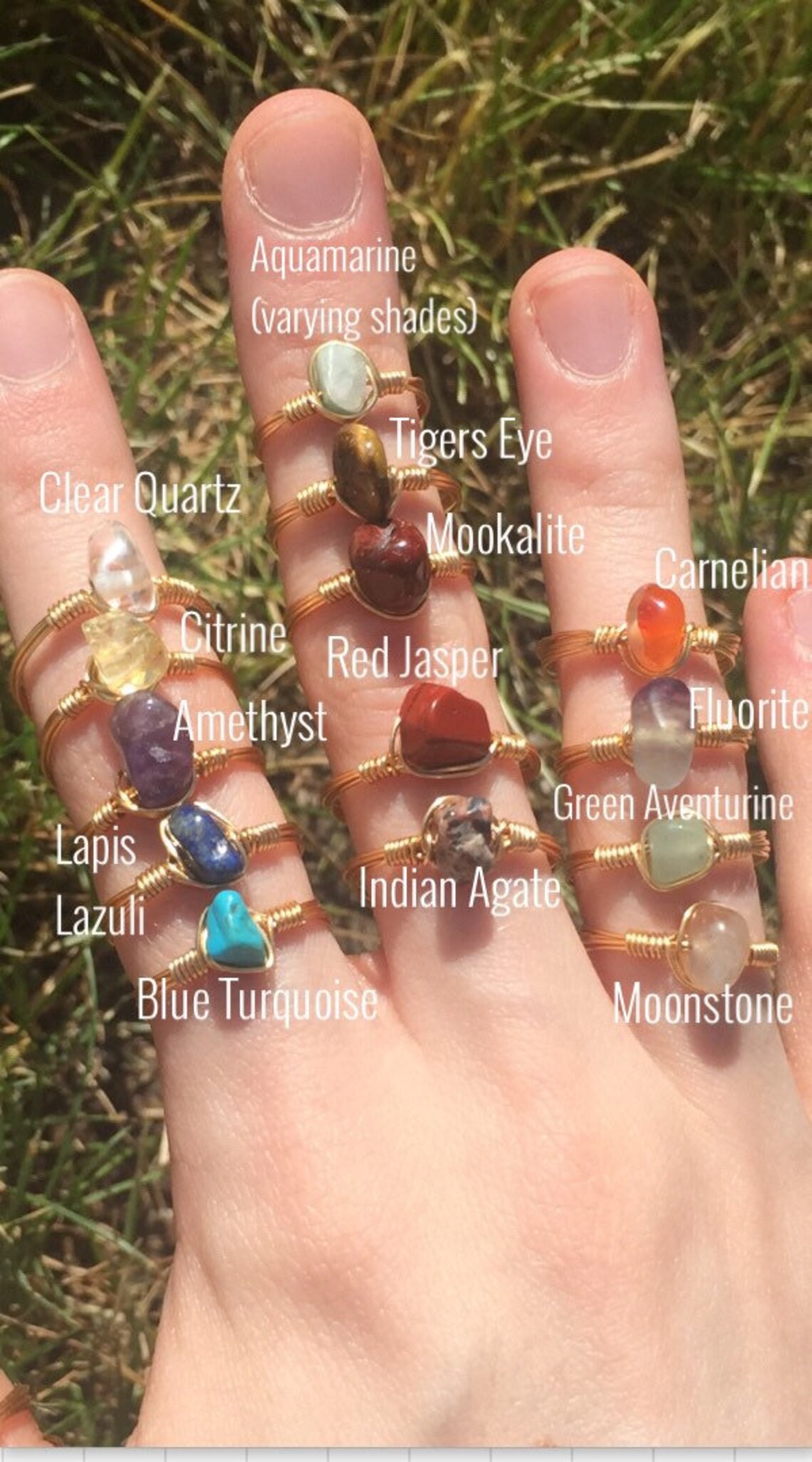 Choose 2 Wire Wrapped Crystal Rings Custom Crystal Wire | Etsy