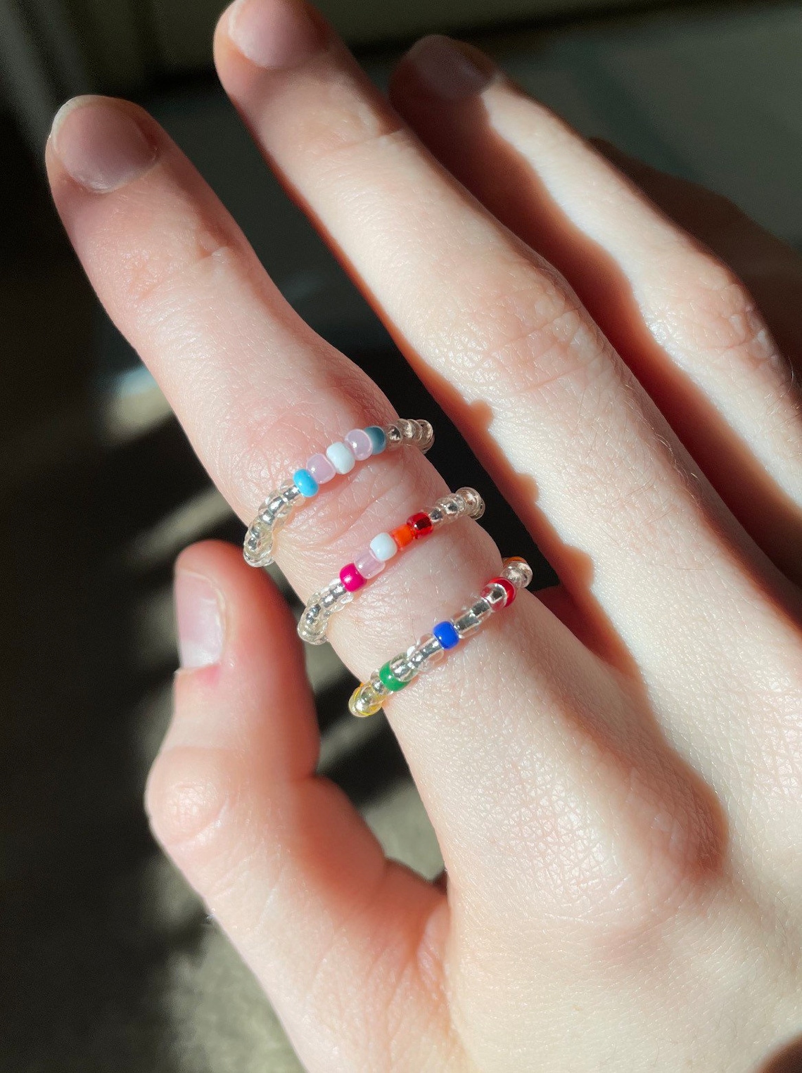 Subtle Pride Flag Rings, Dainty Seed Bead Pride Rings, Pride Stretchy ...