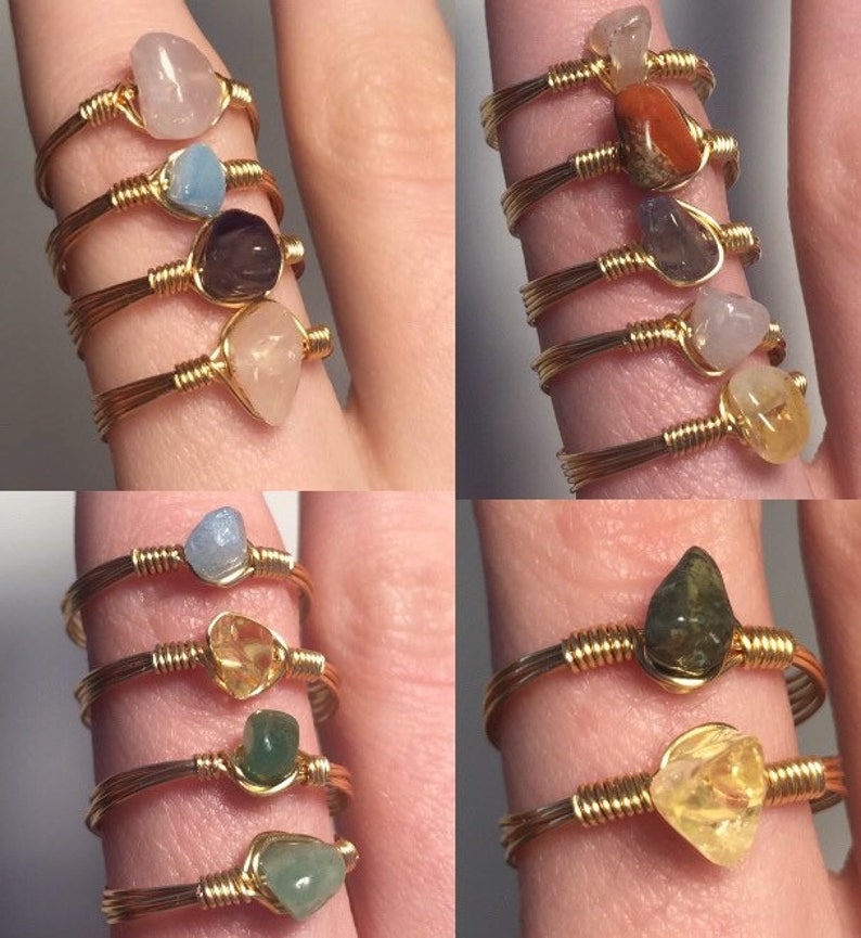 Crystal Rings Crystal Wire Rings Wire Wrapped Gemstone - Etsy