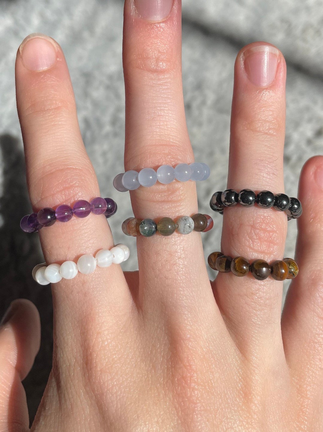 Crystal Beaded Rings, Waterproof Elastic Crystal Ring, Adjustable ...