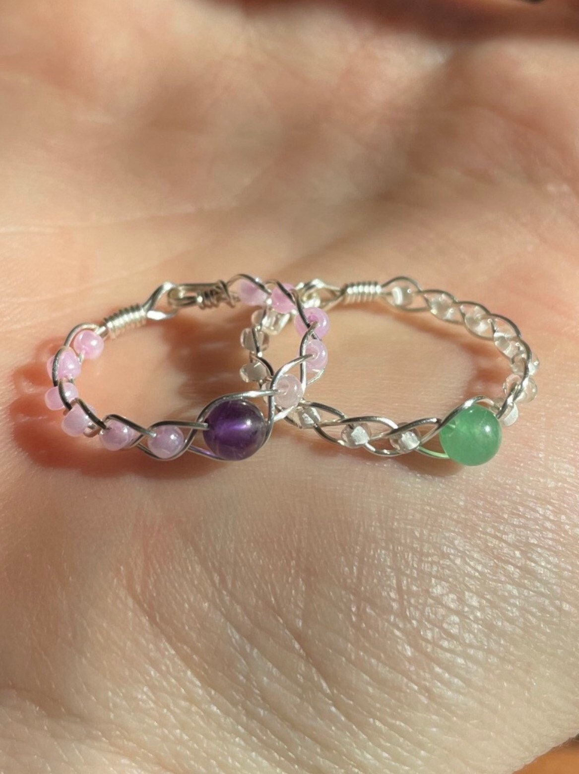 Silver and Gold Braided Wire Rings Braided Crystal Rings 3 - Etsy