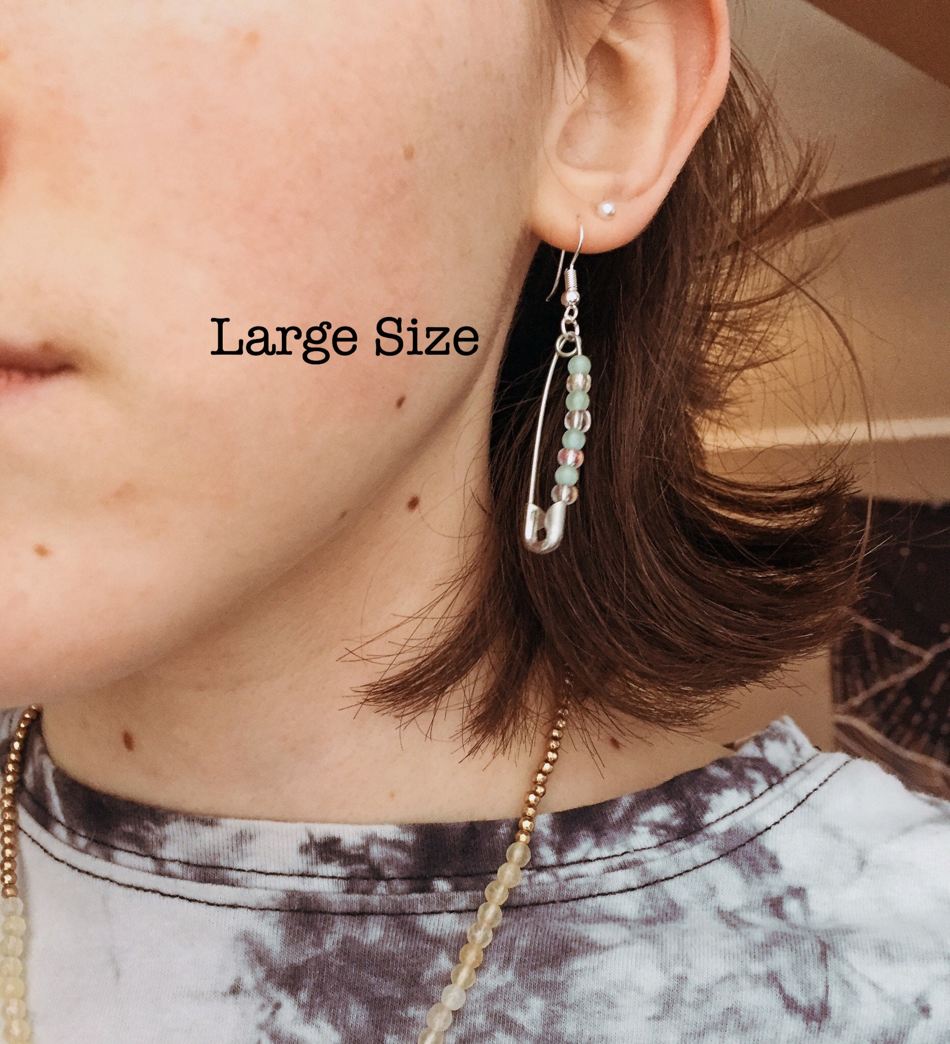 Custom Beaded Safety Pin Earrings Indie Safety Pin Earrings | Etsy